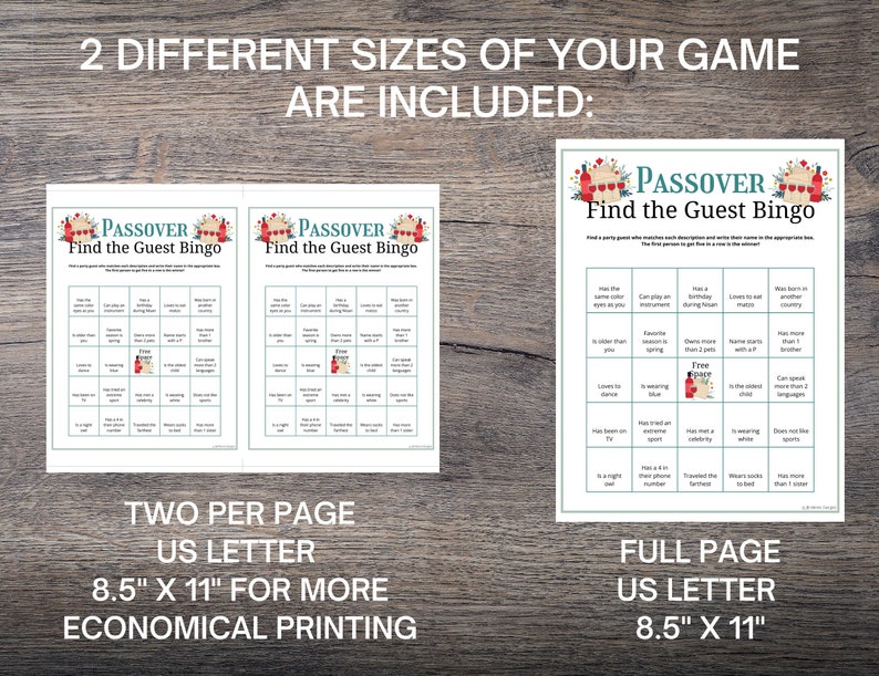 Passover Find the Guest Bingo Game: Fun Family Activity (printable) - Etsy