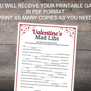 Valentine’s Day Ad Libs Game, Fun Valentine Mad Libs, Funny Valentine ...