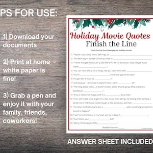 Christmas Movie Quotes Game: Holiday Party Activity (digital Download ...