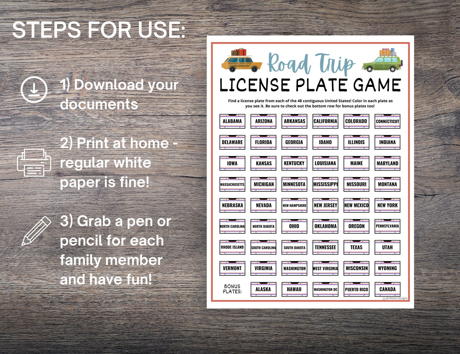 License Plate Game: Road Trip Scavenger Hunt (printable PDF) - Etsy