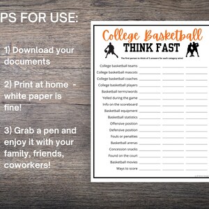 College Basketball Think Fast Game, Fun March Basketball Game ...