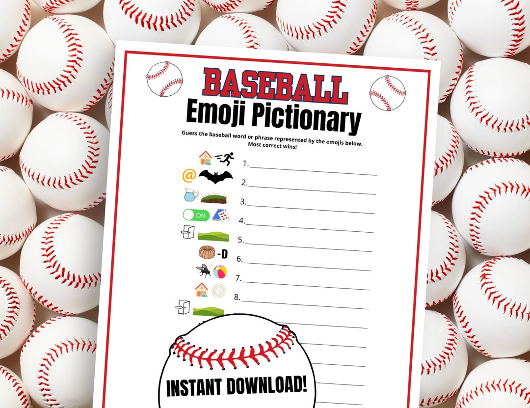 Baseball Emoji Pictionary Game: Baseball-themed Series Party (digital ...