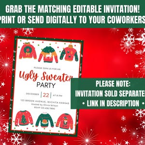 Ugly Sweater Party Potluck Sign-up Sheet (digital Download, Editable ...