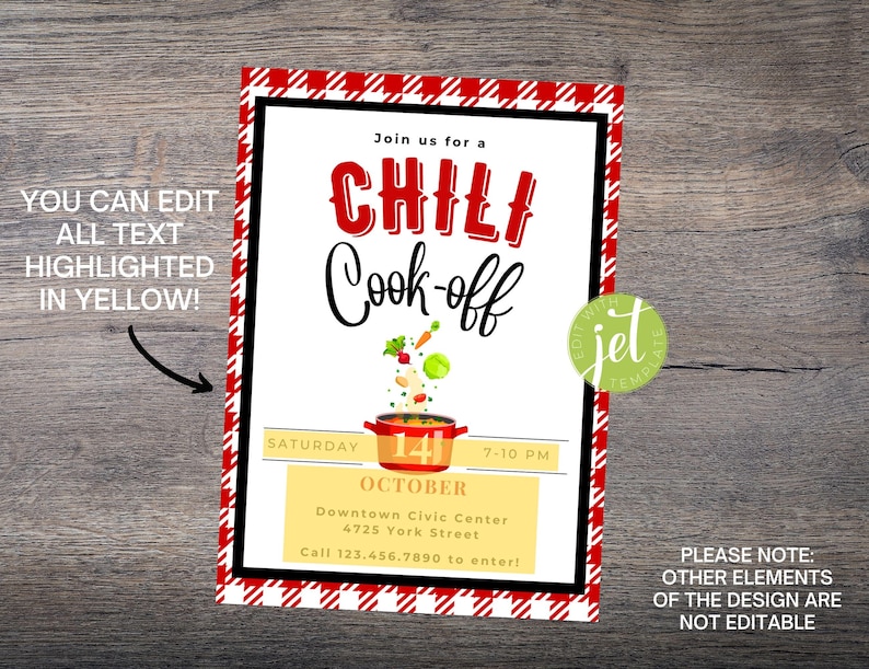 Editable Chili Cook-off Invitation: Contest Party Invite (digital) - Etsy