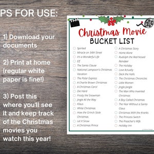 Christmas Movie Bucket List Printable, Christmas Movie Checklist, Fun ...