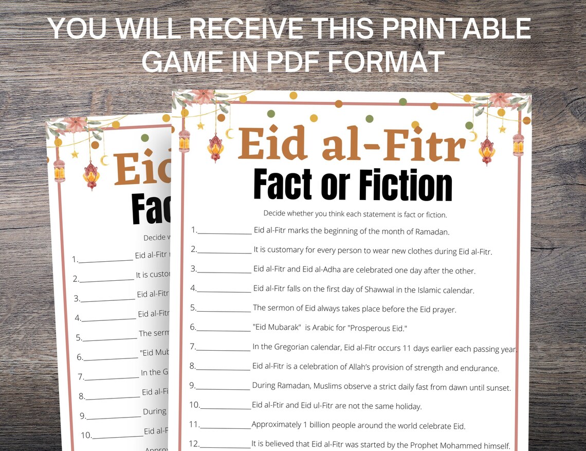 Eid Al-fitr Fact or Fiction Game Fun Lesser Eid Quiz Game for - Etsy
