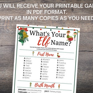What's Your Elf Name? Holiday Game: Funny Christmas Party Activity (PDF ...