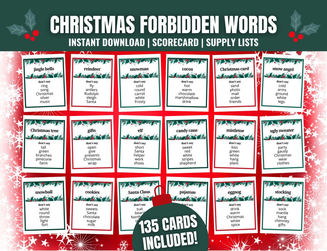 Christmas Forbidden Words Game: Holiday Party Icebreaker Activity ...