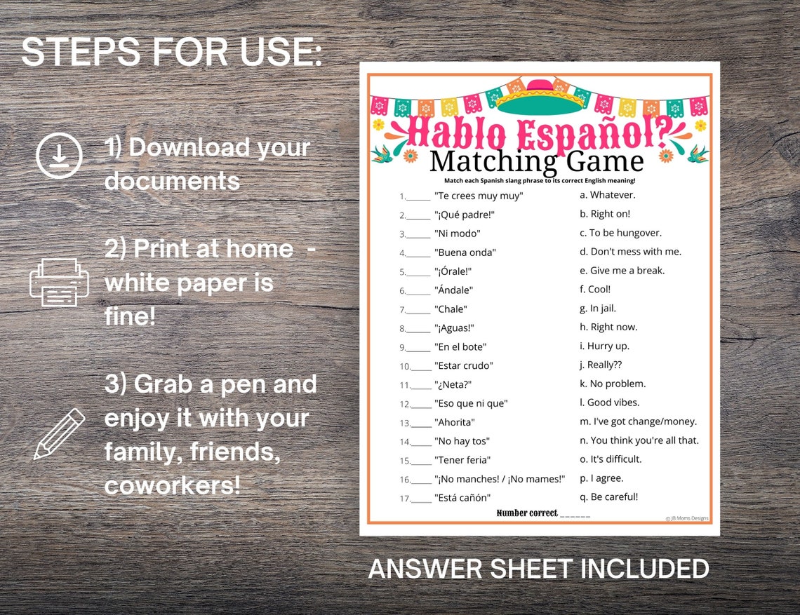Cinco De Mayo Spanish Quiz Game: Hablo Español Party Activity (digital ...