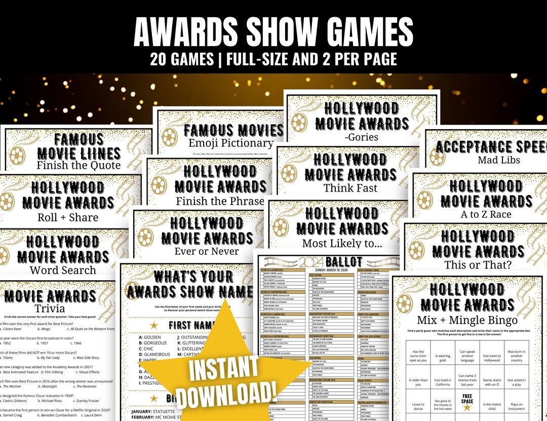 Hollywood Movie Awards Party, Academy Watch Party Games for Adults ...