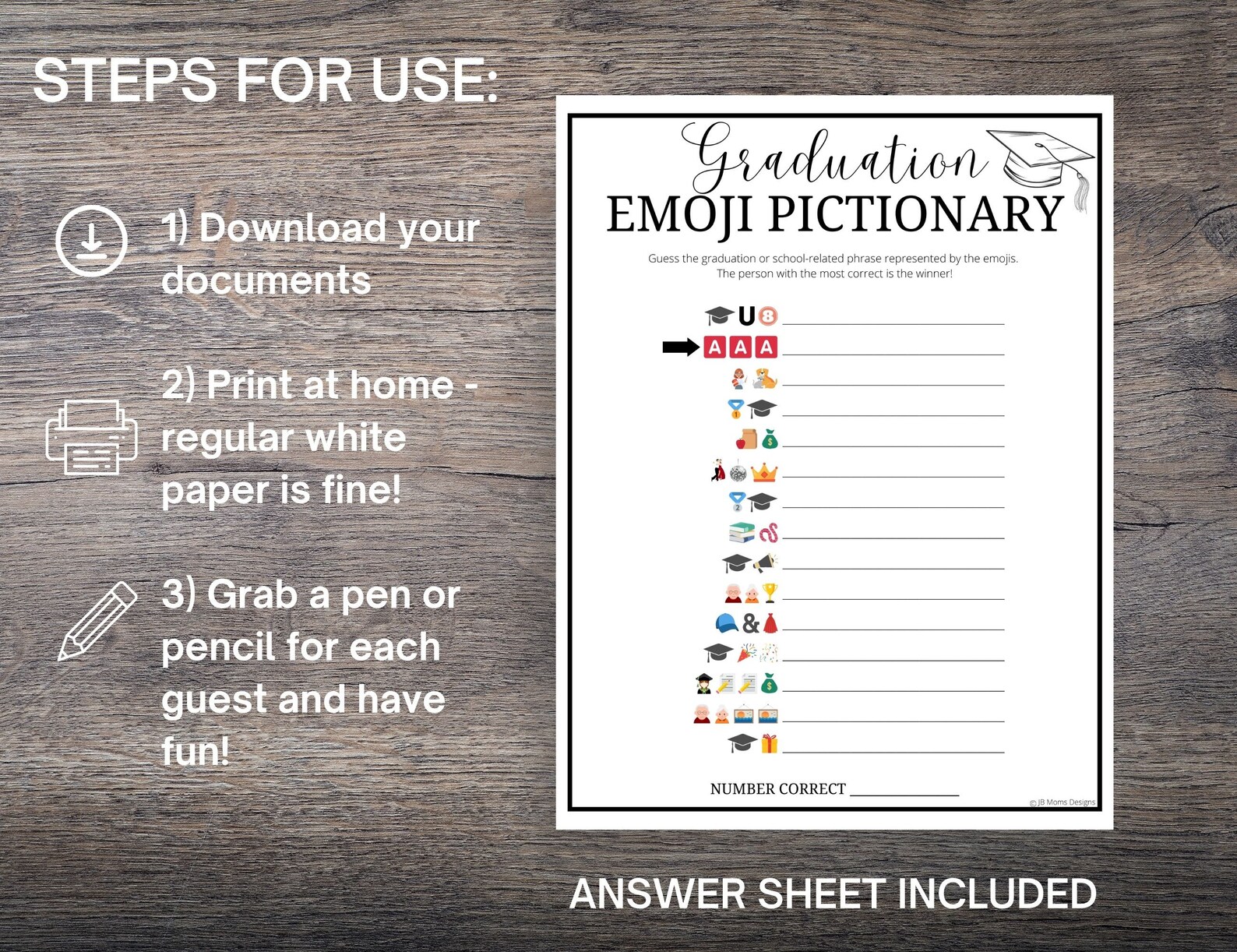 Graduation Emoji Pictionary Game Emoji Graduation Game for - Etsy