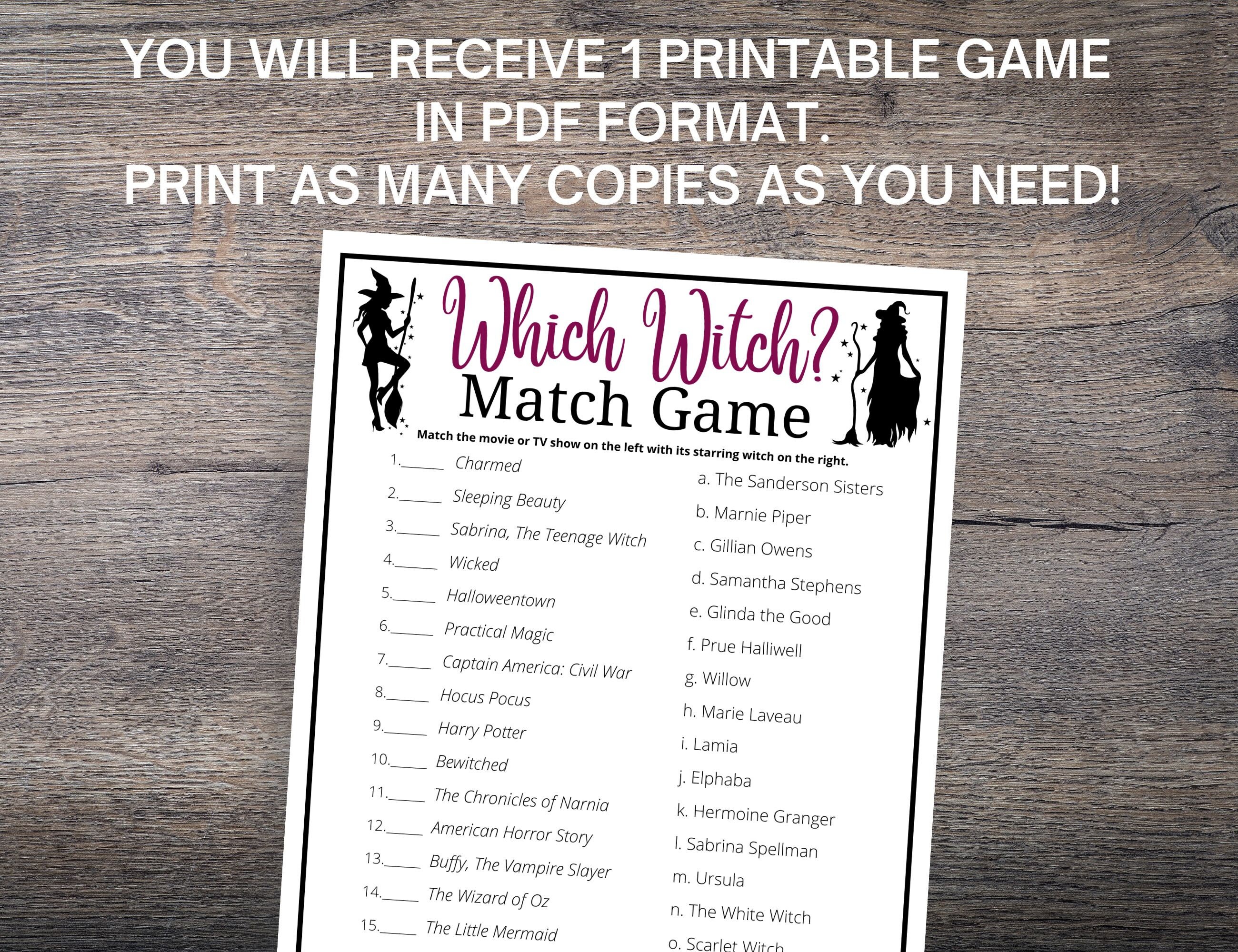 Halloween Which Witch Match Game Witches Party Witches Night - Etsy