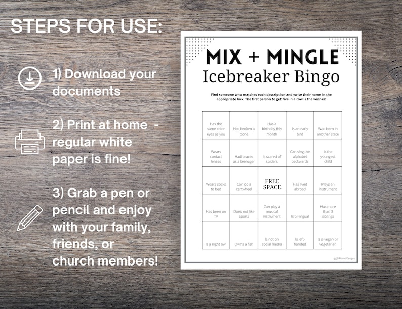 Mix & Mingle Icebreaker Bingo: Fun Group Activity (PDF) - Etsy