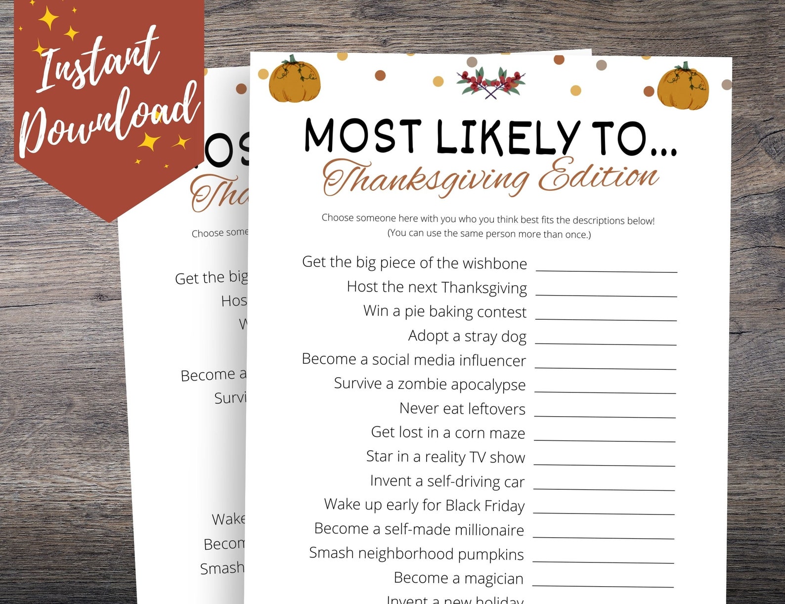 Thanksgiving Most Likely to Game for Thanksgiving Dinner With - Etsy