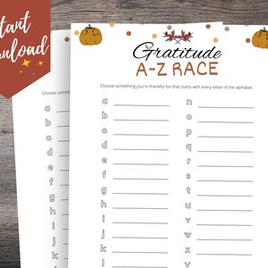 Gratitude A to Z List for Thanksgiving Dinner School - Etsy