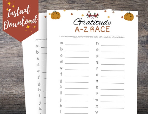 Gratitude A to Z List for Thanksgiving Dinner School - Etsy