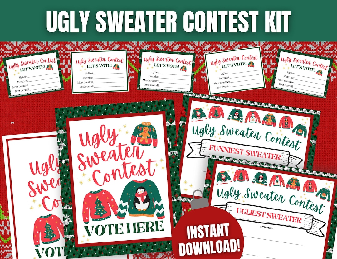 Ugly Sweater Contest Kit, Ugly Sweater Awards, Ugly Sweater Contest ...