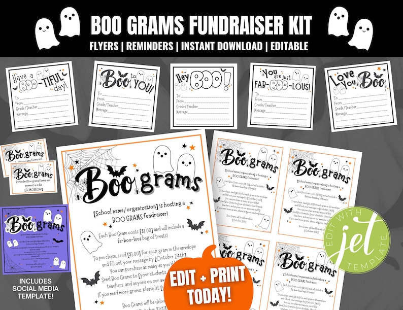 Editable Halloween Boo Grams Fundraiser Kit: Printable Flyers ...
