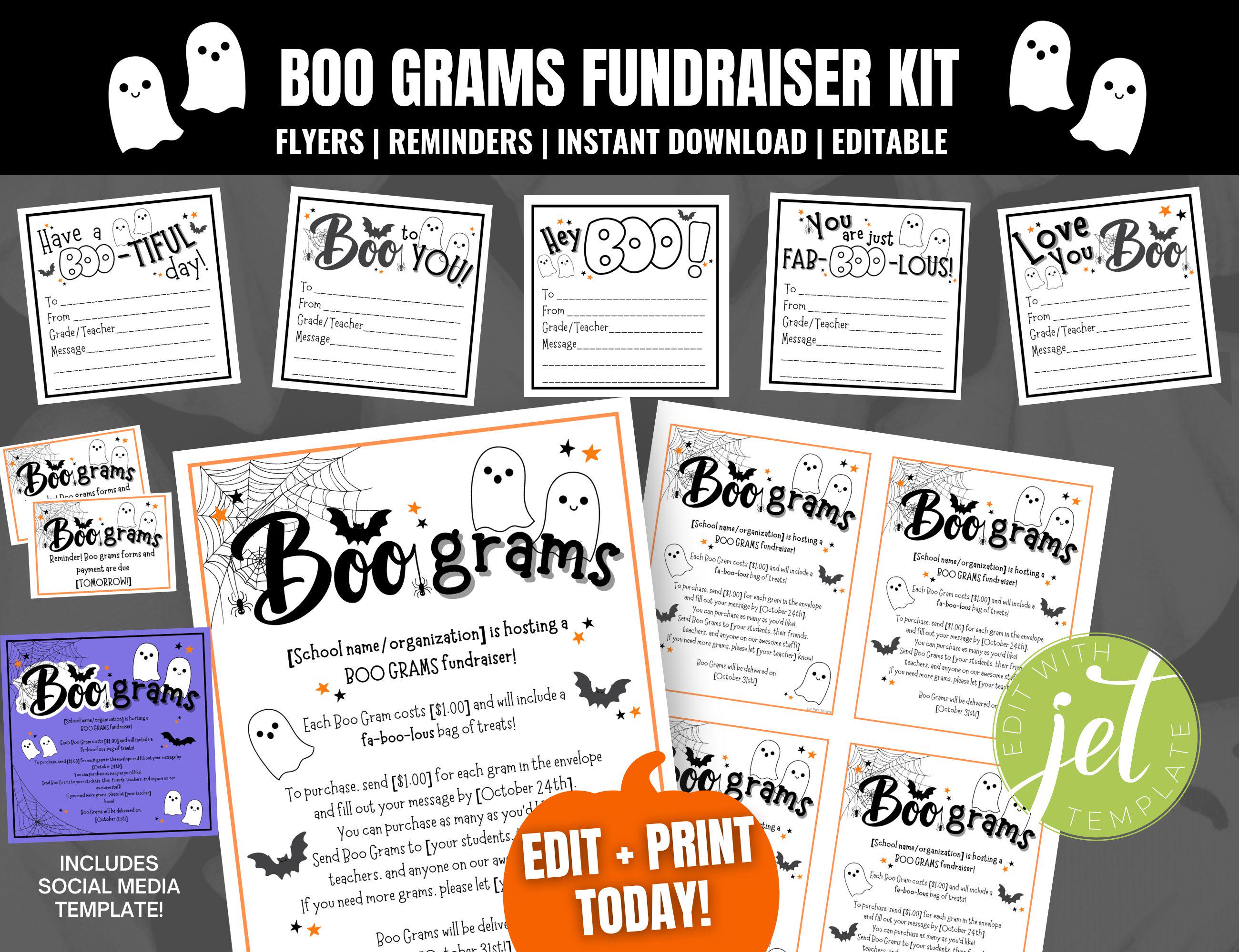 Editable Halloween Boo Grams Fundraiser Kit: Printable Flyers ...