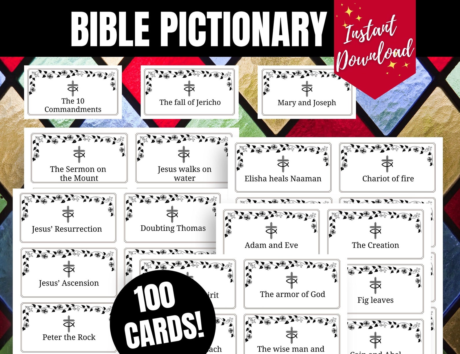 Bible Pictionary Cards: Fun Christian Game (printable, 100 Cards) - Etsy