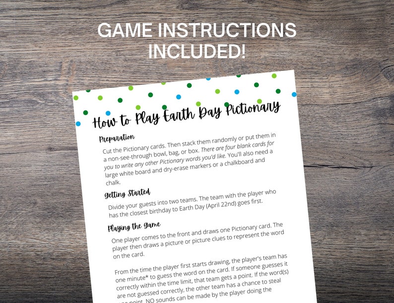 Earth Day Pictionary Set 60 Fun Earth Day Pictionary Cards - Etsy