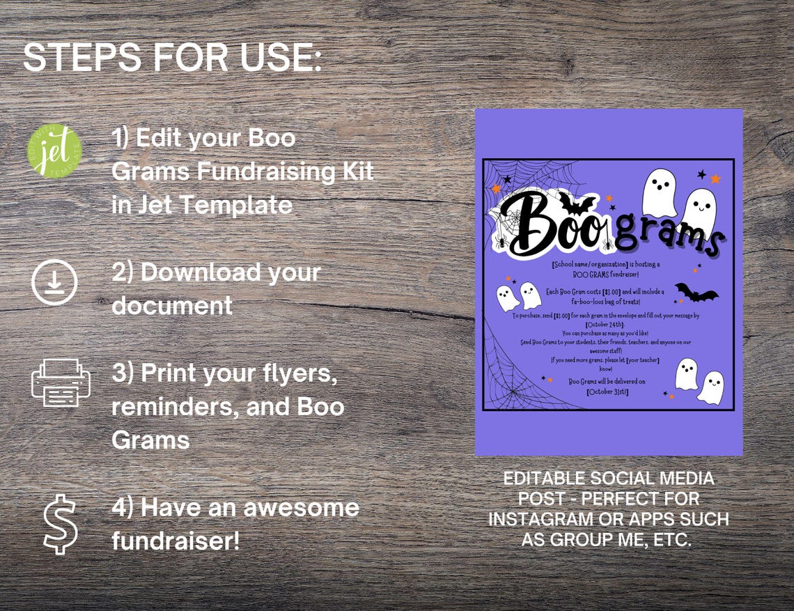 Editable Halloween Boo Grams Fundraiser Kit: Printable Flyers ...