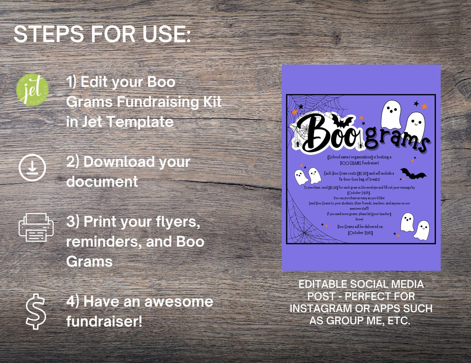 Editable Halloween Boo Grams Fundraiser Kit: Printable Flyers ...