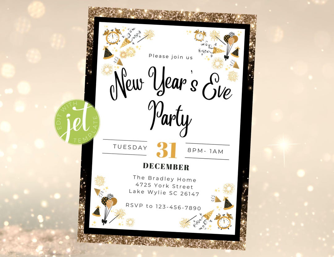 Editable New Years Eve Party Invitation (digital Invitation) - Etsy