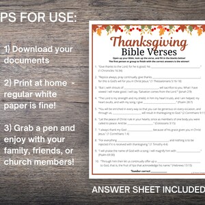 Thanksgiving Bible Verses Trivia Game: Christian Printable (digital ...