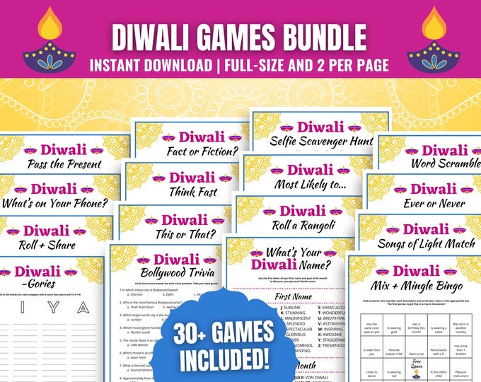 15 Diwali Games Bundle - Printable Diwali Games for Kids, Teens ...