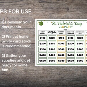 St. Patrick's Day Jeoparty Game: Trivia Party (PDF Download) - Etsy