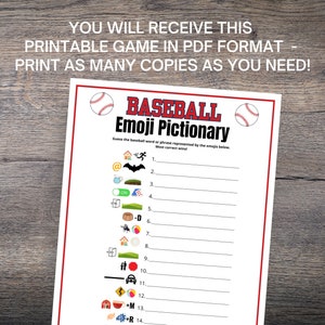 Baseball Emoji Pictionary Game: Baseball-themed Series Party (digital ...