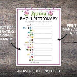 Spring Emoji Pictionary Game Fun Spring Emoji Game for Kids - Etsy