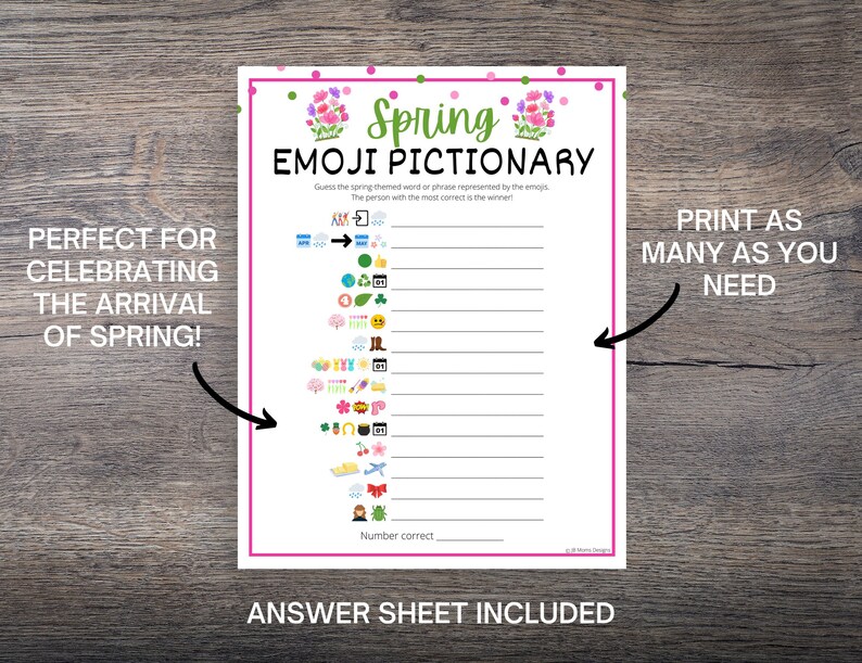 Spring Emoji Pictionary Game Fun Spring Emoji Game for Kids - Etsy