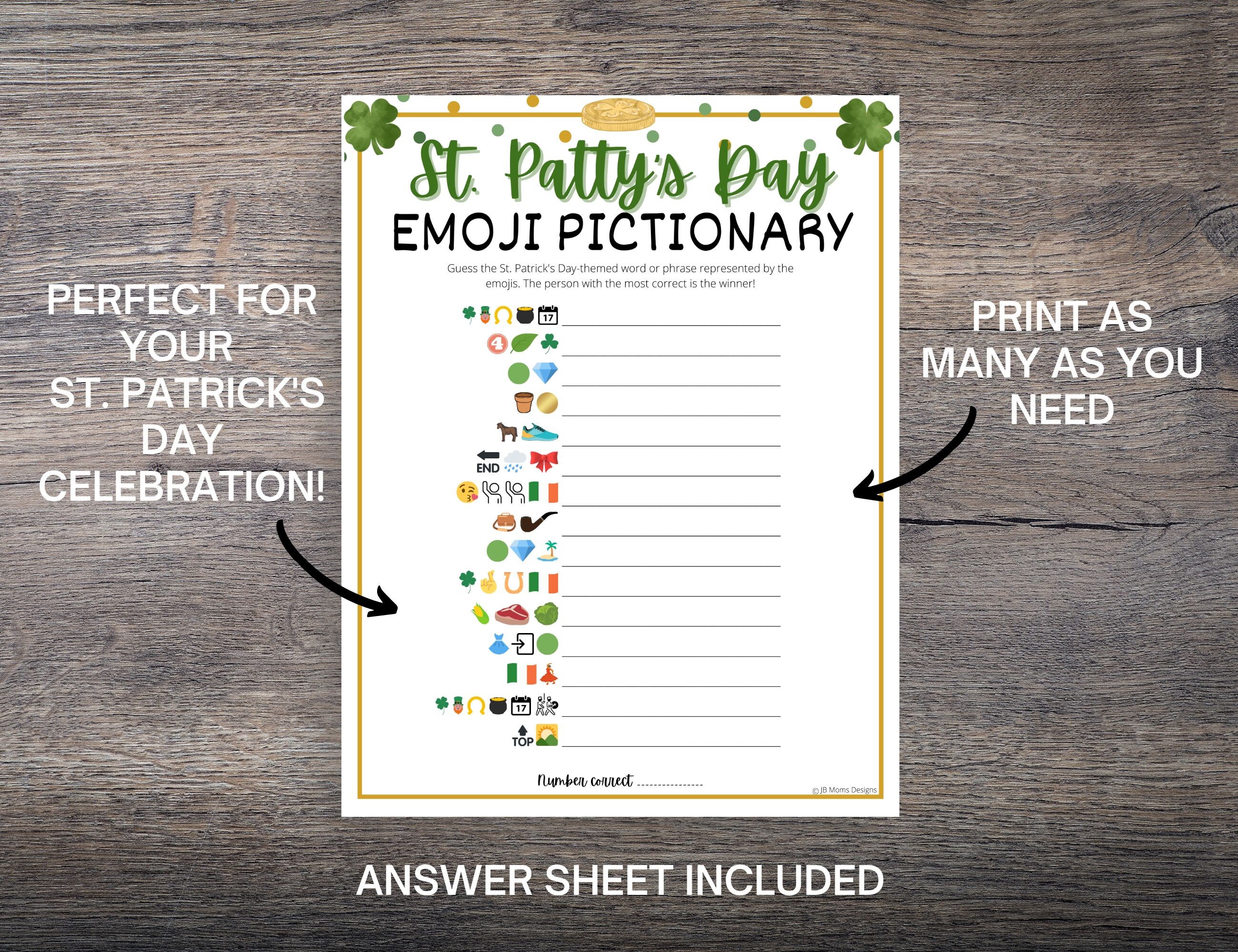 St. Patricks Day Emoji Pictionary Game St. Patty's Emoji - Etsy