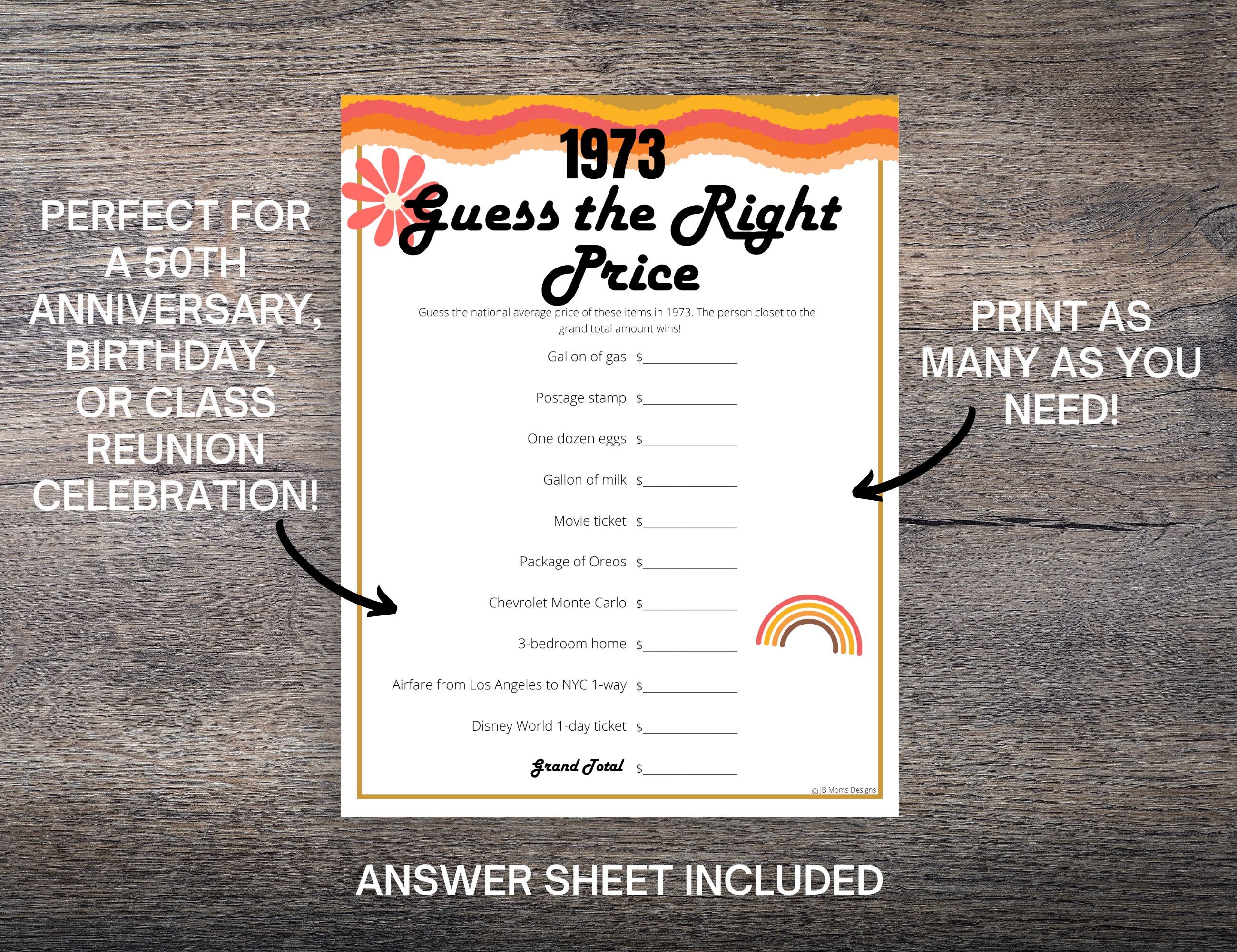1973 Guess the Right Price Game Fun 1970s Party Game for - Etsy