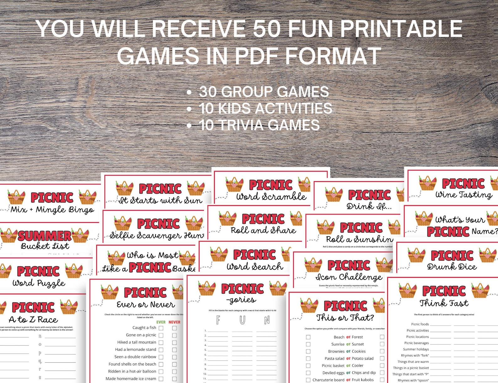 Picnic Games MEGA BUNDLE: 50 Printable Picnic-themed Activities for ...