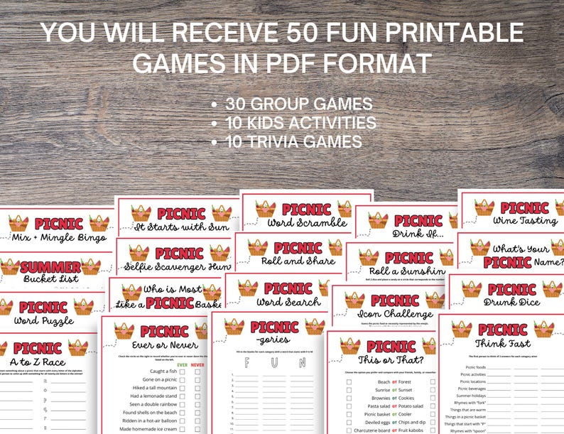 Picnic Games MEGA BUNDLE: 50 Printable Picnic-themed Activities for Summer (digital Download) - Etsy