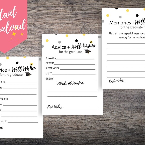 Printable Memory Cards for Graduation - Etsy