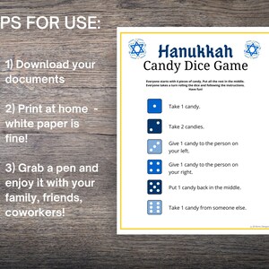 Hanukkah Candy Dice Game for Kids, Teens, & Adults, Fun Hanukkah Party ...