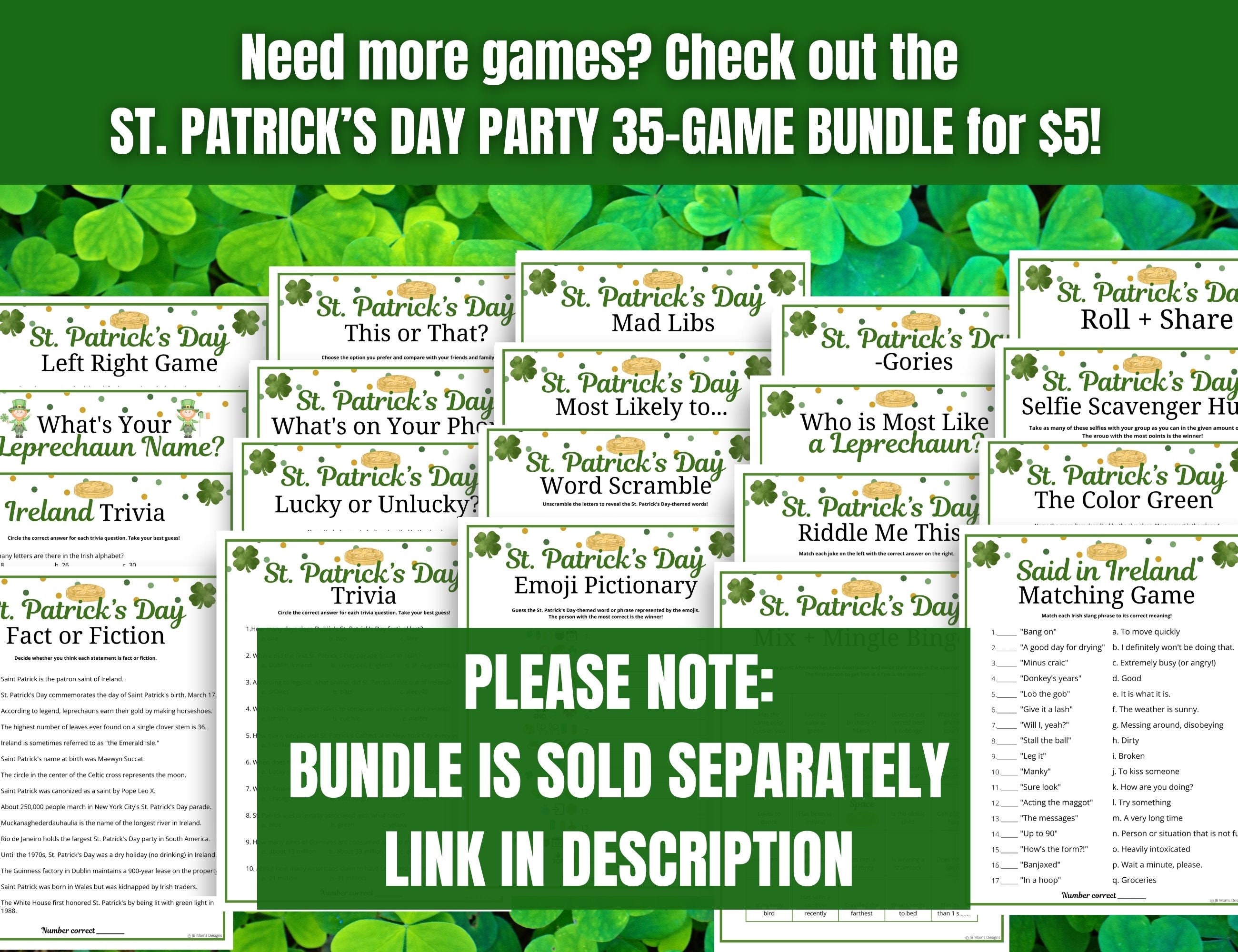 St. Patrick's Day Emoji Pictionary Game: Printable Group Activity (PDF ...