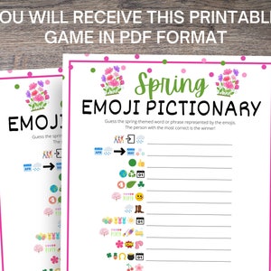 Spring Emoji Pictionary Game Fun Spring Emoji Game for Kids - Etsy