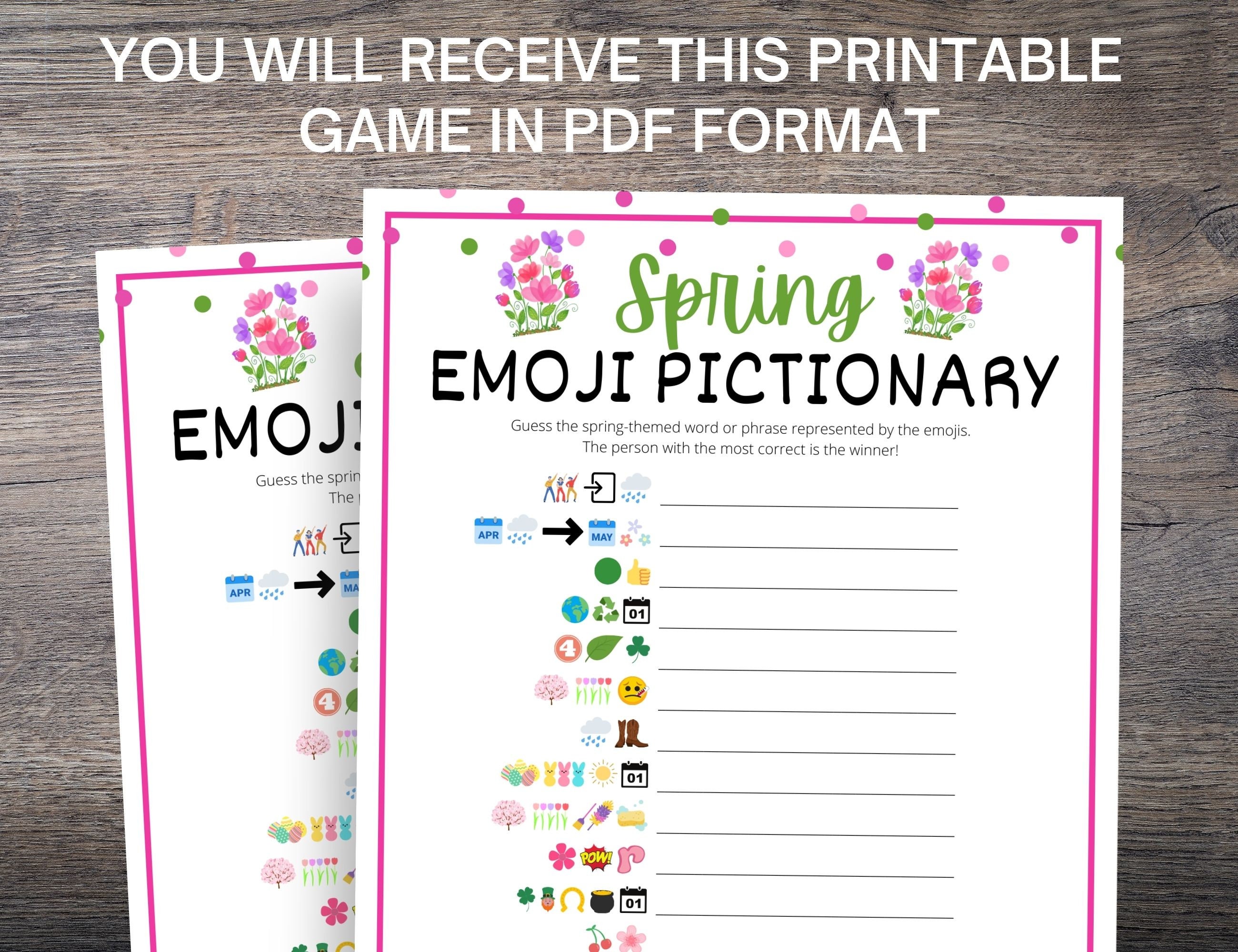 Spring Emoji Pictionary Game Fun Spring Emoji Game for Kids - Etsy