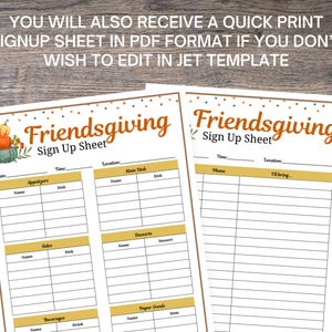 Friendsgiving Potluck Sign-up Sheet (PDF, Editable Template) - Etsy