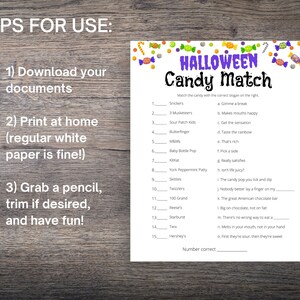 Halloween Candy Match Game, Candy Slogan Trivia Game, Halloween Candy ...