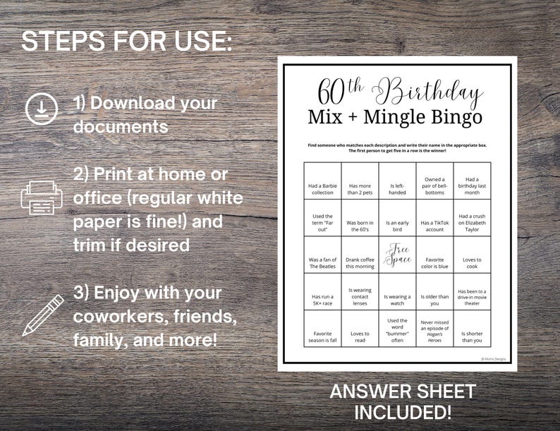 60th Birthday Party Games MEGA Bundle: Born in 1966 Editable Activities ...