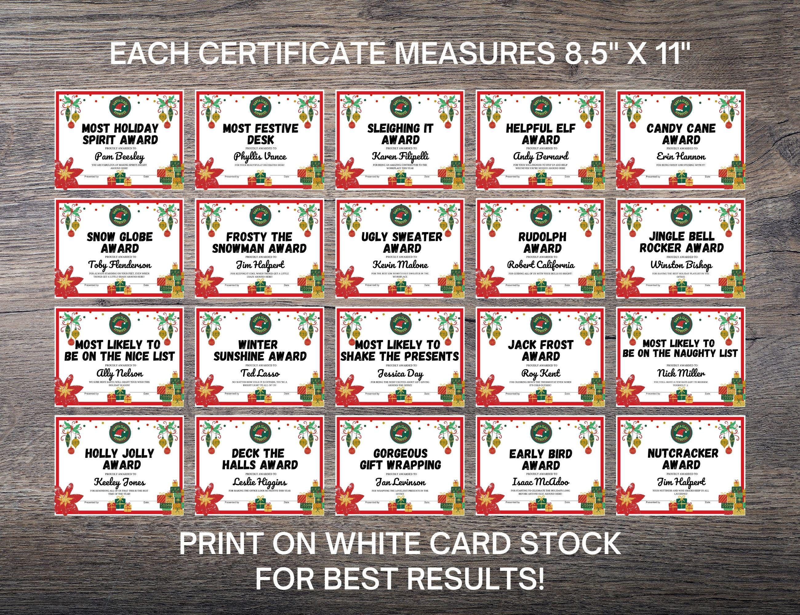 Editable Christmas Office Awards: 50 Holiday Certificates (digital ...