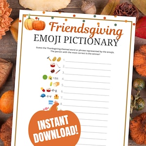 Friendsgiving Emoji Pictionary Game: Thanksgiving Icebreaker Quiz ...