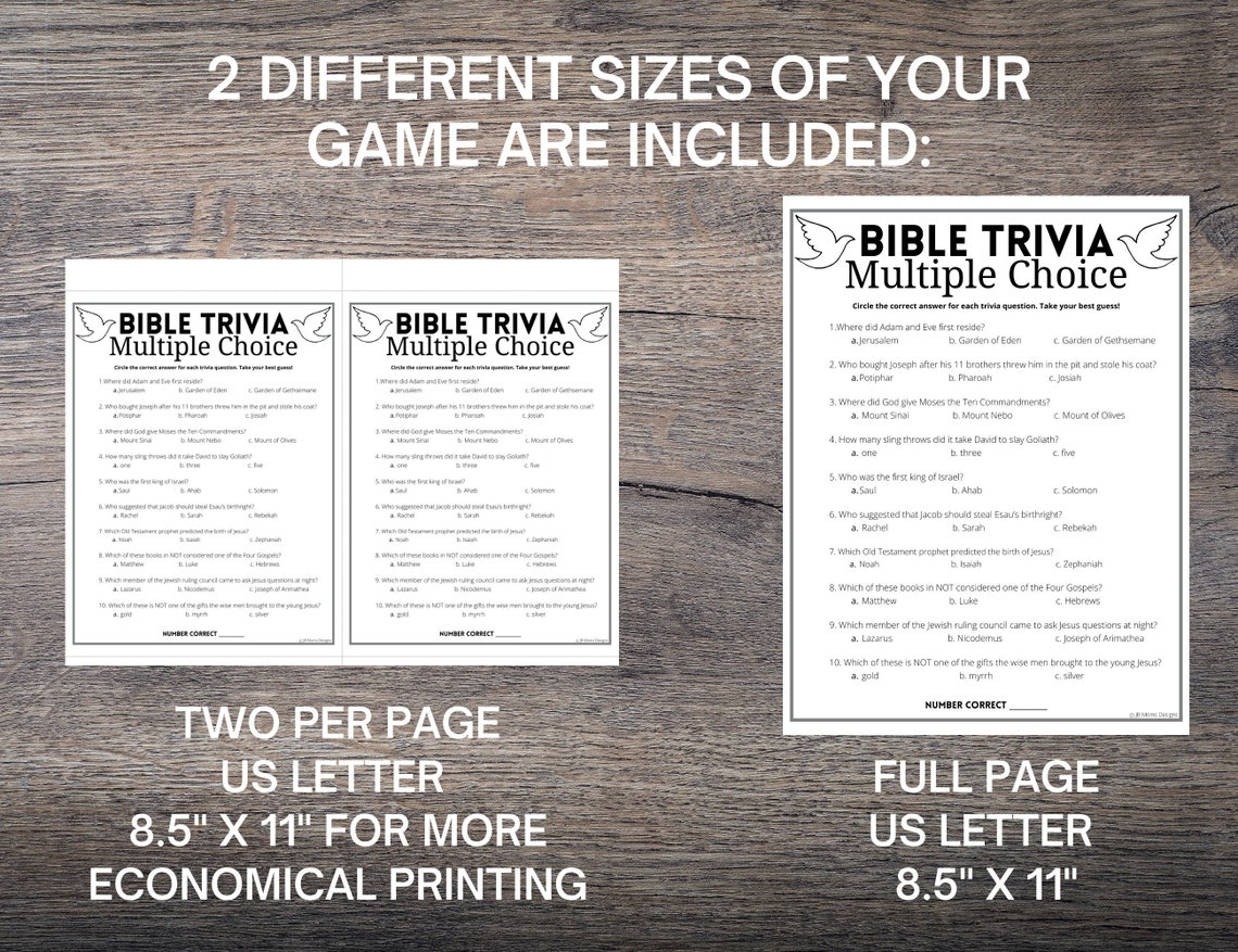 Bible Trivia Game: Fun Christian Quiz (digital Download) - Etsy