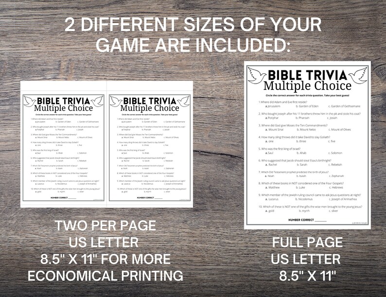 Bible Trivia Game: Fun Christian Quiz (digital Download) - Etsy